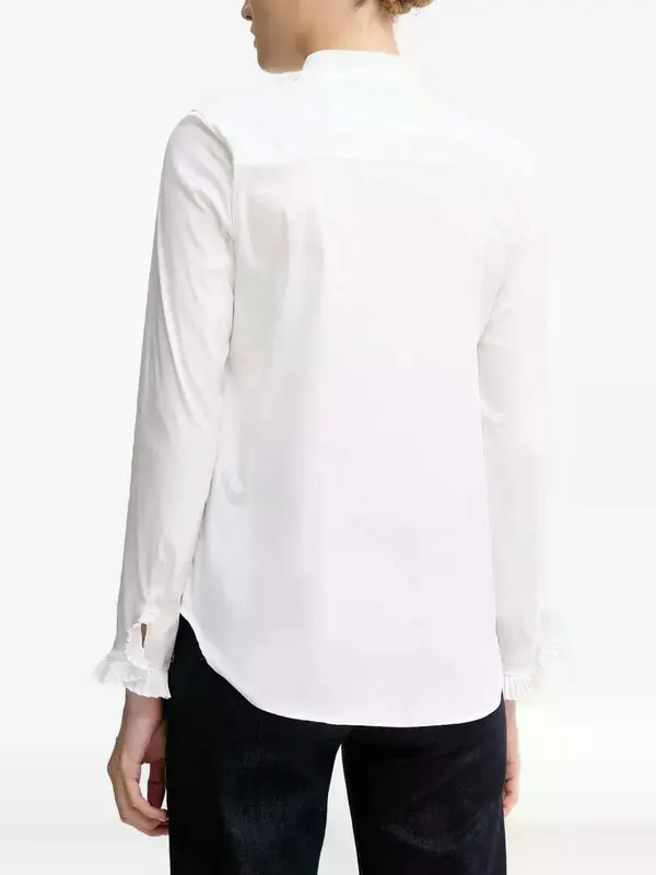 MOS MOSH Mmhassie Ruffled-cuff V-neck Shirt - White