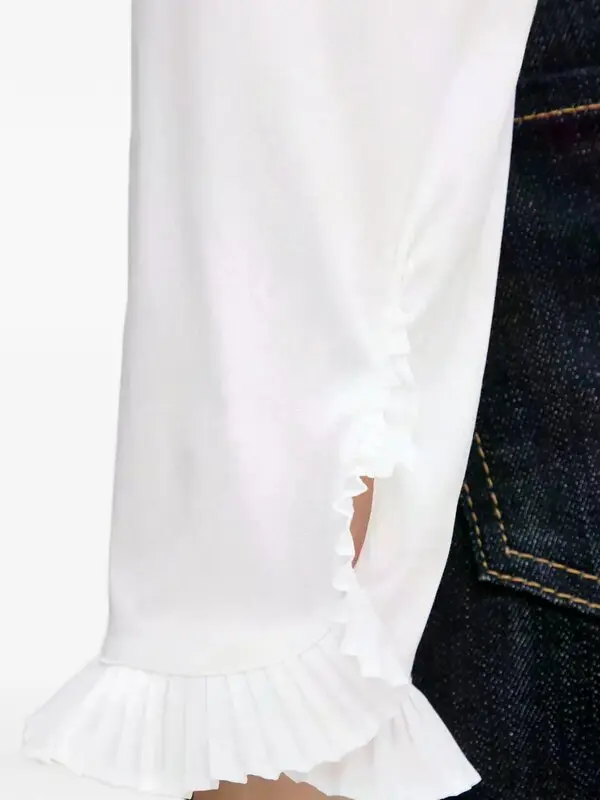 MOS MOSH Mmhassie Ruffled-cuff V-neck Shirt - White