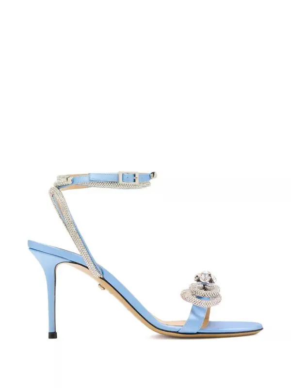 Mach & Mach Double Bow Embellished Ankle Strap Sandals - Blue
