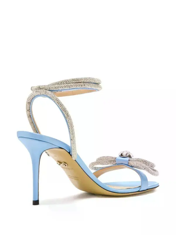 Mach & Mach Double Bow Embellished Ankle Strap Sandals - Blue