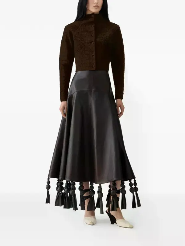 Jacquemus Crocodile Embossed Stand Collar Cardigan