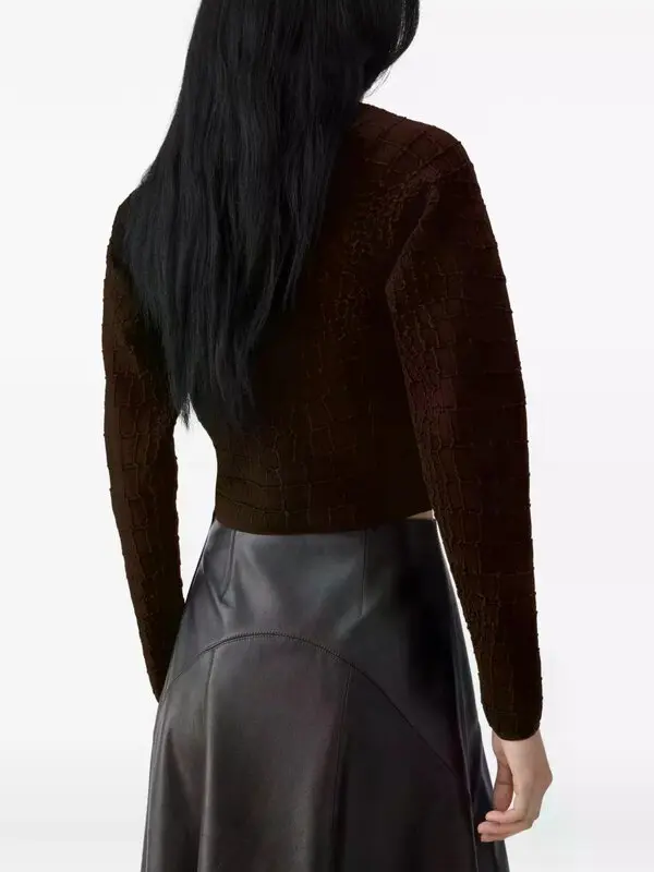 Jacquemus Crocodile Embossed Stand Collar Cardigan