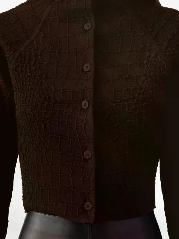 Jacquemus Crocodile Embossed Stand Collar Cardigan
