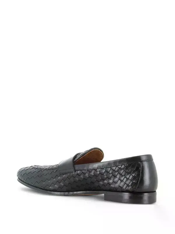 HENDERSON BARACCO Penny-slot Loafers With Textured Weave Design - Black