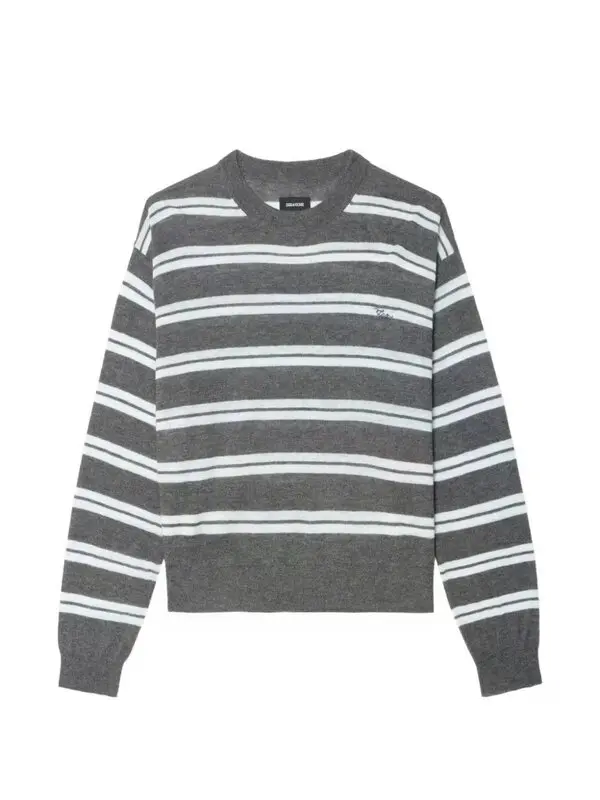 Zadig&Voltaire Striped Swapy Cashmere Sweater - Grey