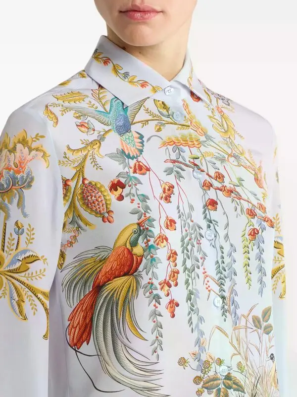 Etro Flora-fauna Print Silk Crepe De Chine Shirt