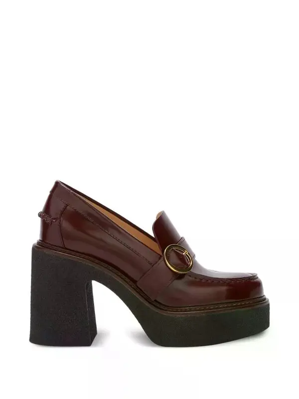 ODISSI Gabriella Platform Leather Loafers - Red