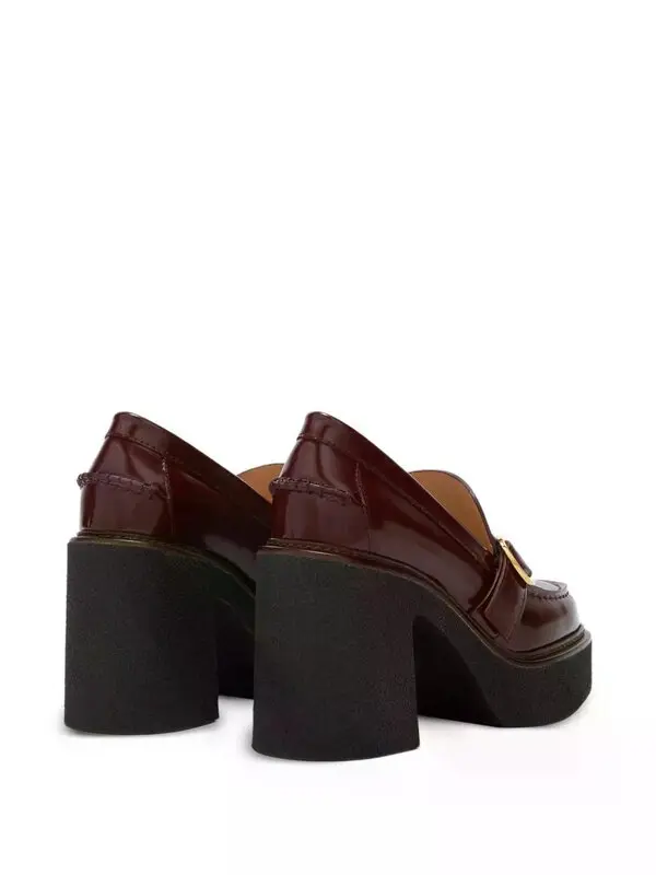 ODISSI Gabriella Platform Leather Loafers - Red
