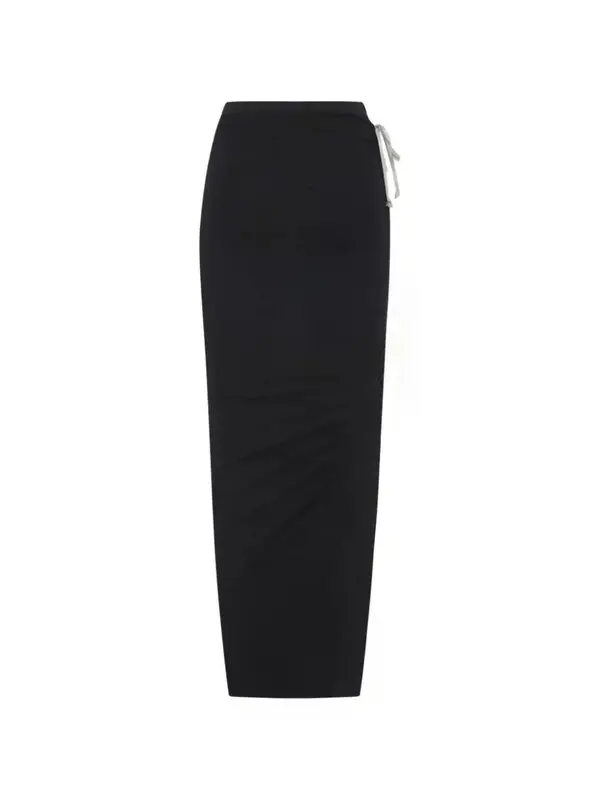 Rick Owens Long Skirt With Elasticated Waistband And Drawstring - Black