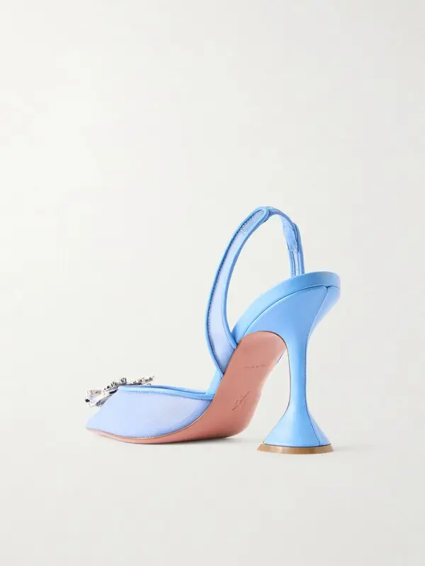 Amina Muaddi Begum Crystal-embellished Mesh Slingback Pumps - Blue