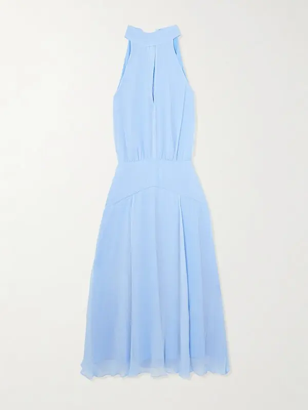 Staud Camryn Cutout Crepon Midi Dress - Blue