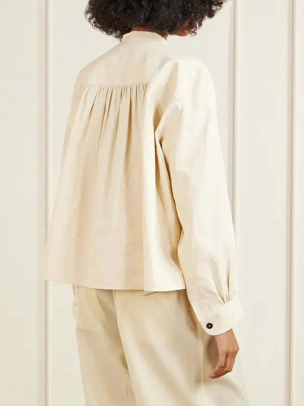 JIL SANDER Pleated Linen Shirt - Neutrals