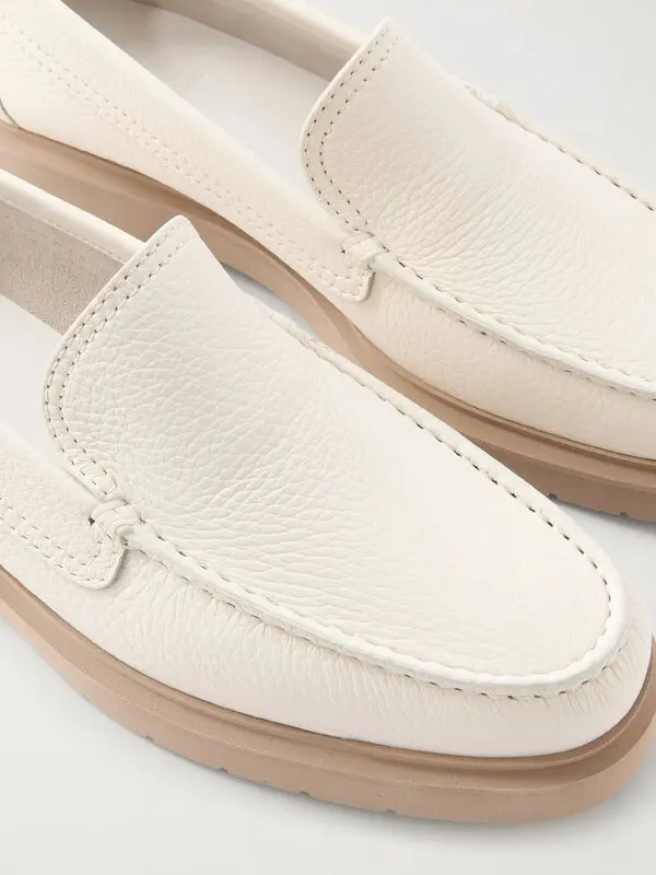 Brunello Cucinelli Textured Leather Loafers - Neutrals
