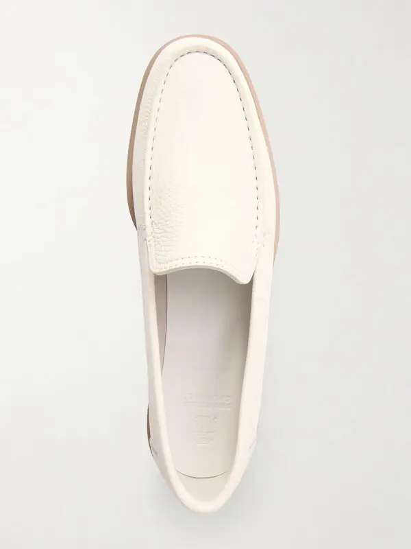 Brunello Cucinelli Textured Leather Loafers - Neutrals