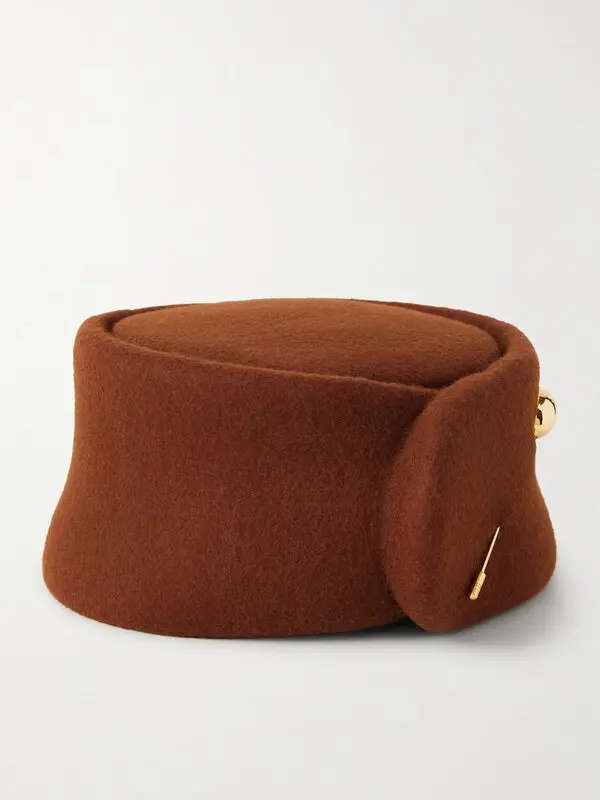 GIGI BURRIS MILLINERY Tenley Embellished Wool-felt Cap - Red