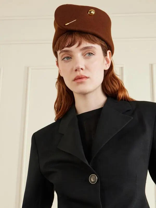 GIGI BURRIS MILLINERY Tenley Embellished Wool-felt Cap