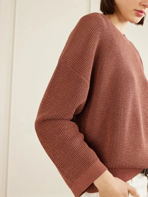 Brunello Cucinelli Metallic Open-knit Sweater