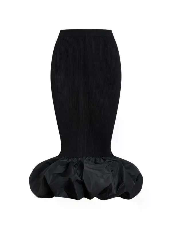 PATOU Ribbed Knit Maxi Skirt With Gathered Hem