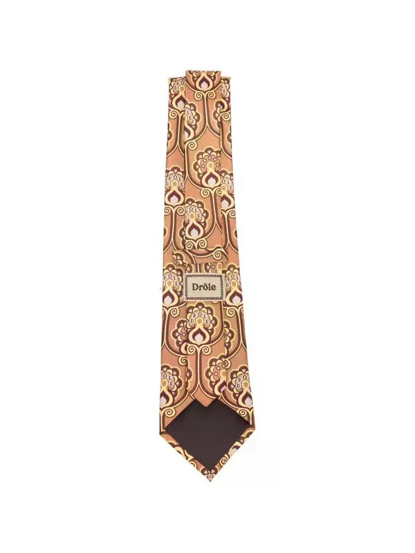 Drole De Monsieur Tapisserie Patterned Neck Tie - Brown