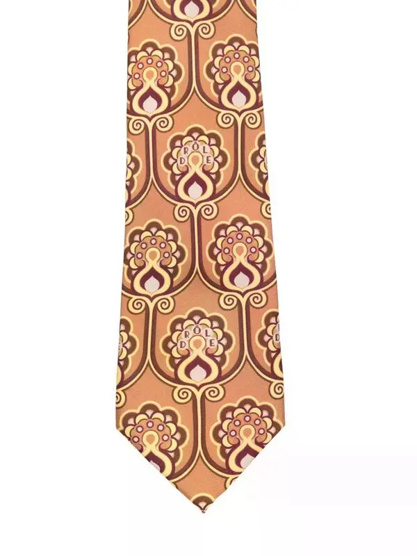 Drole De Monsieur Tapisserie Patterned Neck Tie - Brown
