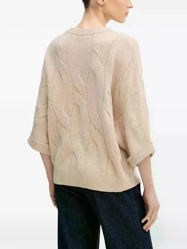 BENETTON Cable Knit Crew Neck Sweater