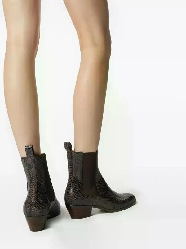 ODISSI Ella Python-effect Pull-tab Bootie - Black