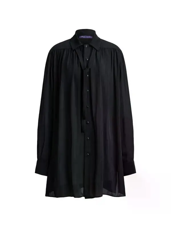 Ralph Lauren Karmen Satin Shirt With Self-tie Detail - Black