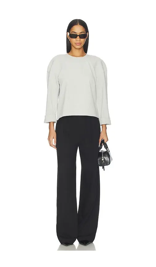 Norma Kamali Padded Shoulder Sweatshirt - Grey