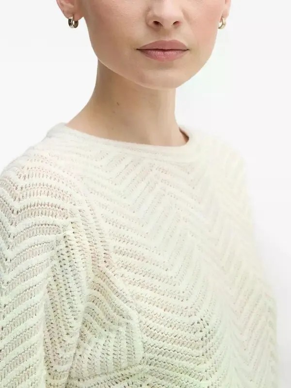 OUI Chevron Knitwear With Tassel Detail - Neutrals