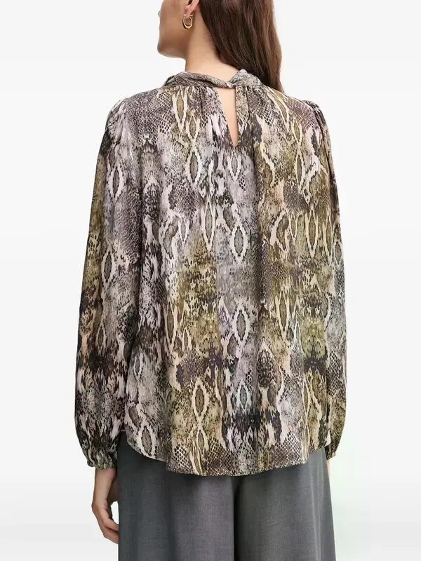 MARC AUREL Snake Print Bow Blouse