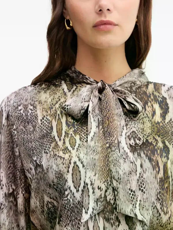 MARC AUREL Snake Print Bow Blouse