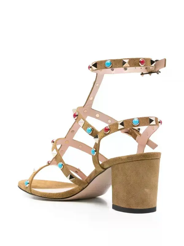 Valentino Garavani Studded T-strap Heeled Sandals