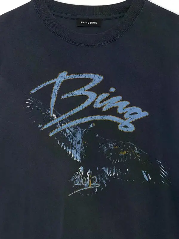 ANINE BING Washed Graphic Print Short Sleeve T-shirt
