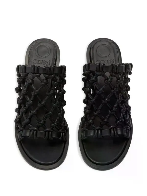 ODISSI Nour Braided-vamp Sandals - Black