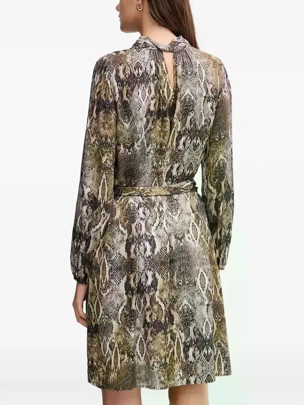 MARC AUREL Snake Print Tie Neck Dress