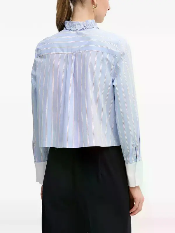 OUI Striped Ruffle Shirt
