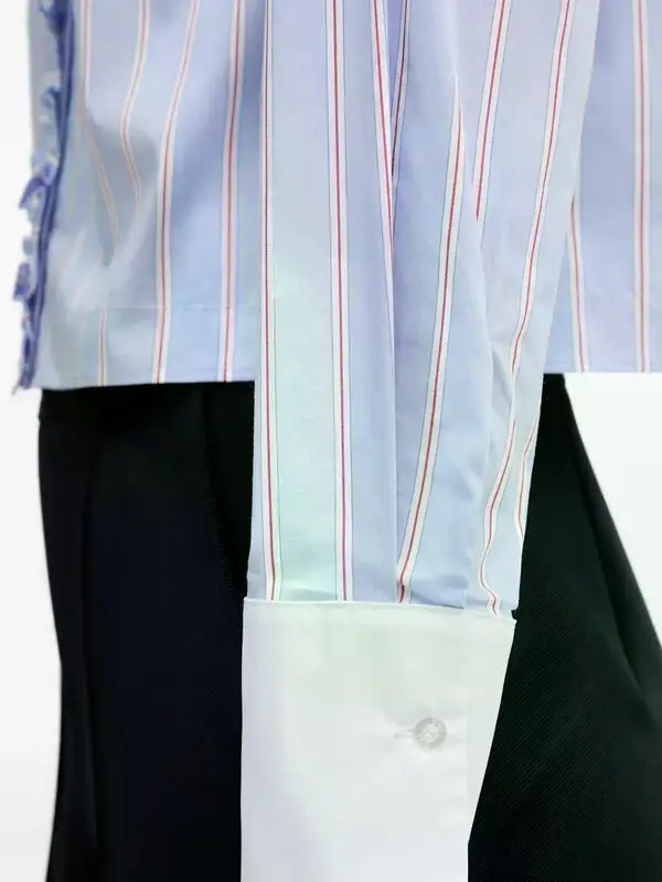 OUI Striped Ruffle Shirt