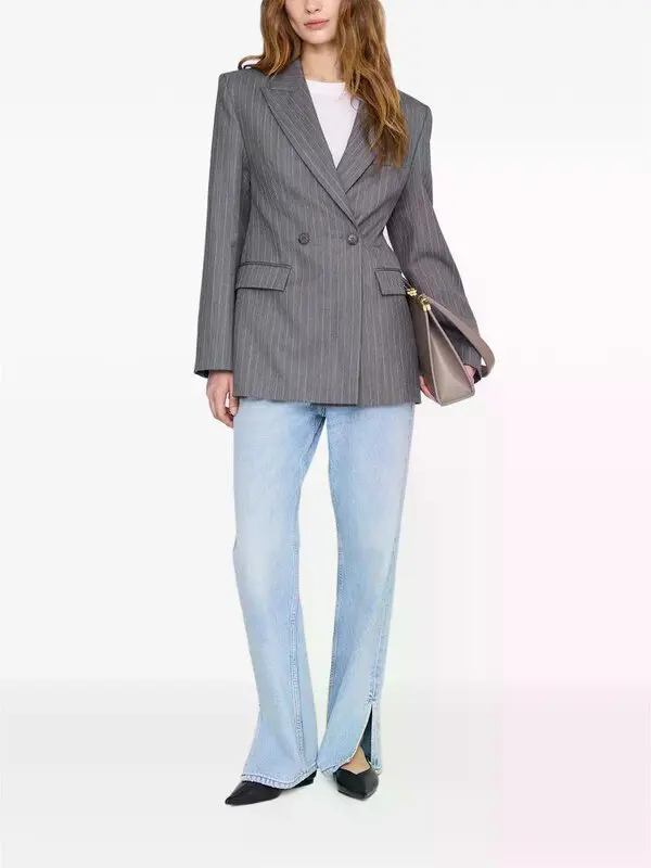 ANINE BING Pinstripe Double-breasted Blazer