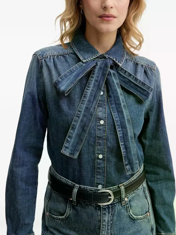 OUI Bow Detail Denim Shirt