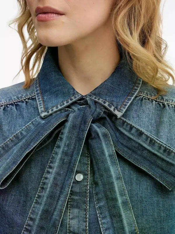 OUI Bow Detail Denim Shirt