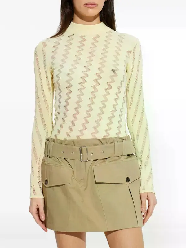 IRO PARIS Aliona Zigzag Pattern Long Sleeve Top - Yellow