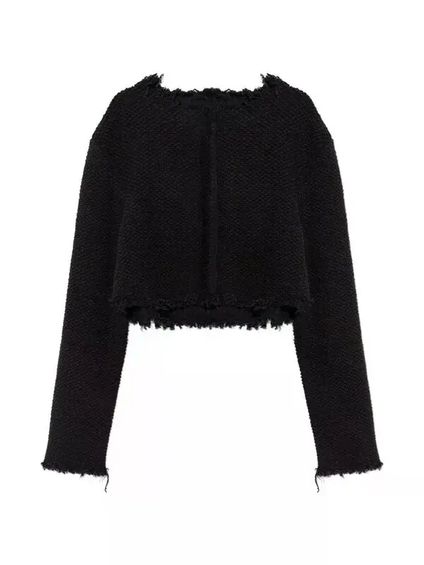 JIL SANDER Textured Knit Cropped Cardigan - Black