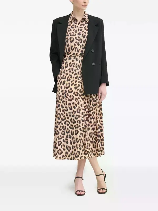 OUI Leopard Print Tie Belt Shirt Dress - Neutrals