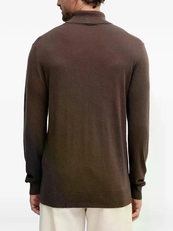 MOS MOSH Roll Neck Sweater With Ribbed Trims - Brown
