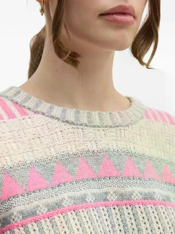 OUI Geometric Pattern Textured Knit Sweater