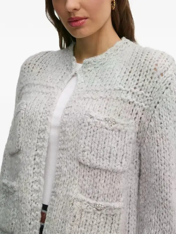 OUI Embellished Textured Knit Cardigan