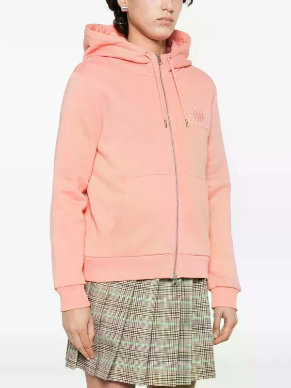 Gant Tonal Shield Hooded Zip-up Cardigan - Pink