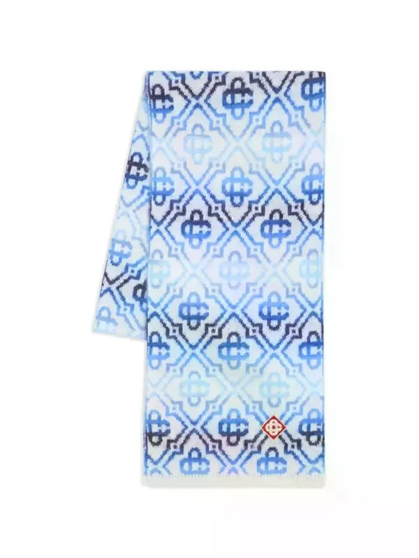 Casablanca Space Dye Monogram Scarf - Blue