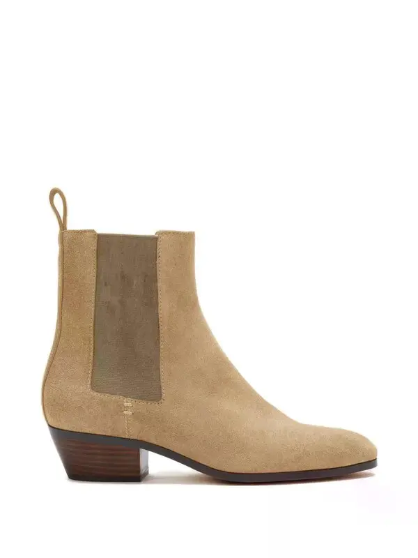 ODISSI Calf Suede Almond Toe Pull-tab Boots - Neutrals