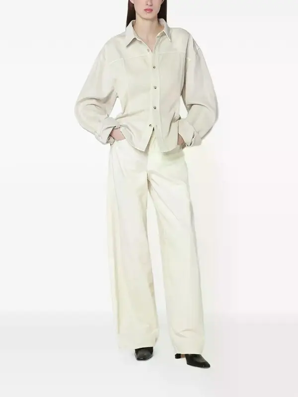 HAIKURE Ivory Wide-leg Jeans With Back Logo Patch